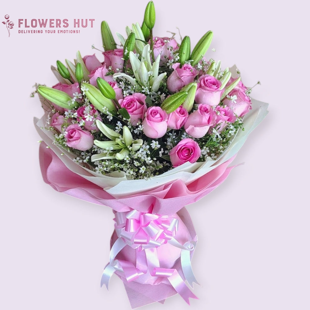 Buy Lily and Rose Bouquet Online | Fresh Flower Delivery in Gurgaon ...