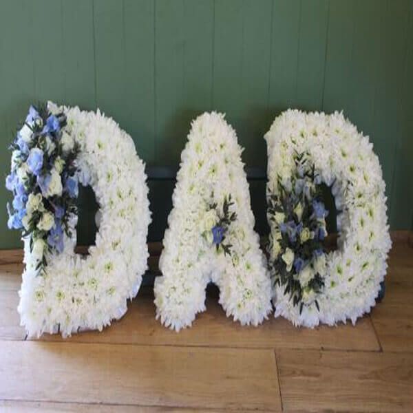 DAD Letters in Elegant White Daisies – Flowers Hut